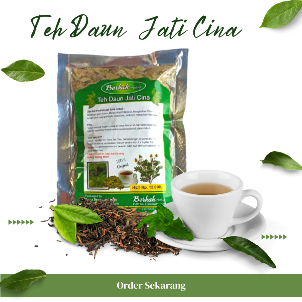 Jual BPOM Teh Daun Jati Cina Berkah Herbal isi 40 gr - Teh Pelangsing ...