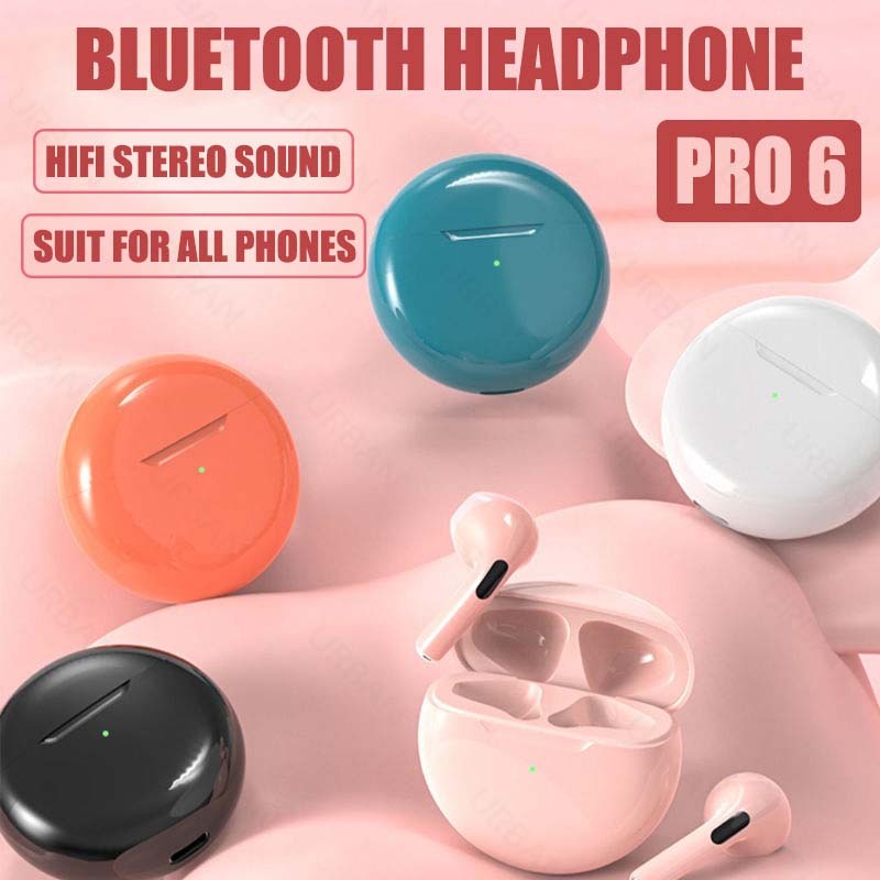 Jual Pro 6 TWS Bluetooth Earphone Android with Microphone HiFi Stereo ...