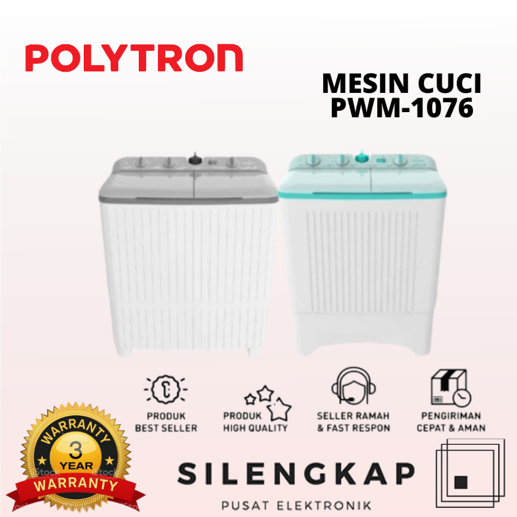 Jual POLYTRON MESIN CUCI 2 TABUNG PWM 1076 / PWM 1076 / 10 KG | Shopee ...