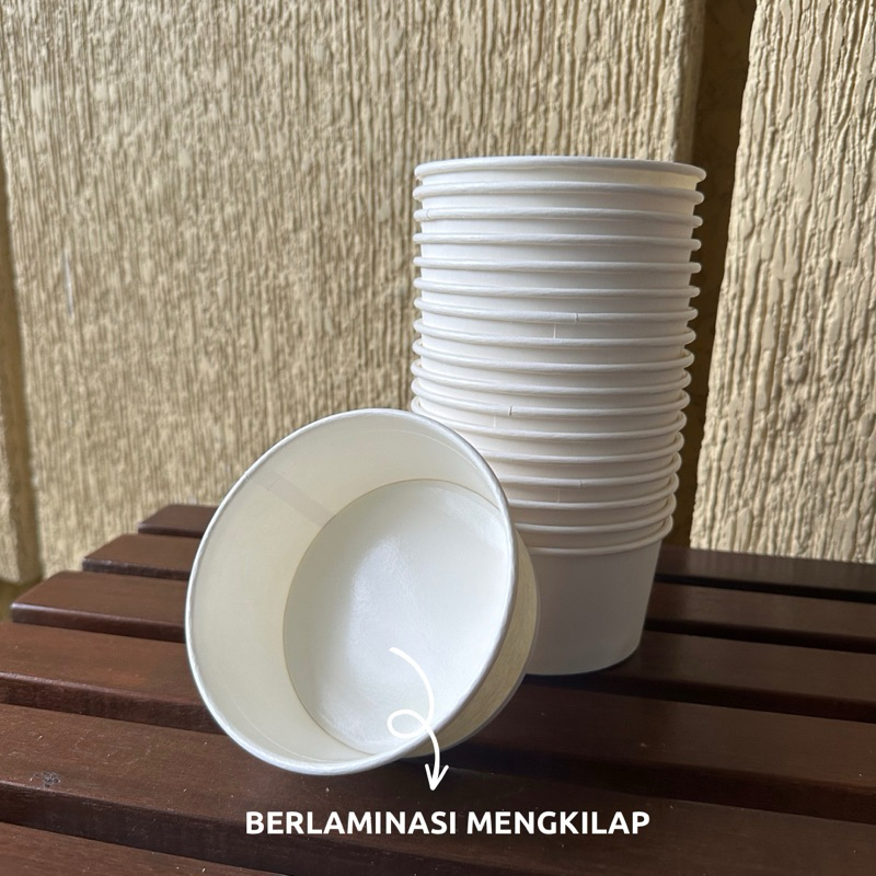 Jual (TERMURAH!!!) Isi 25 PCS (IVORY) Paper Bowl 650 ml Putih Polos ...