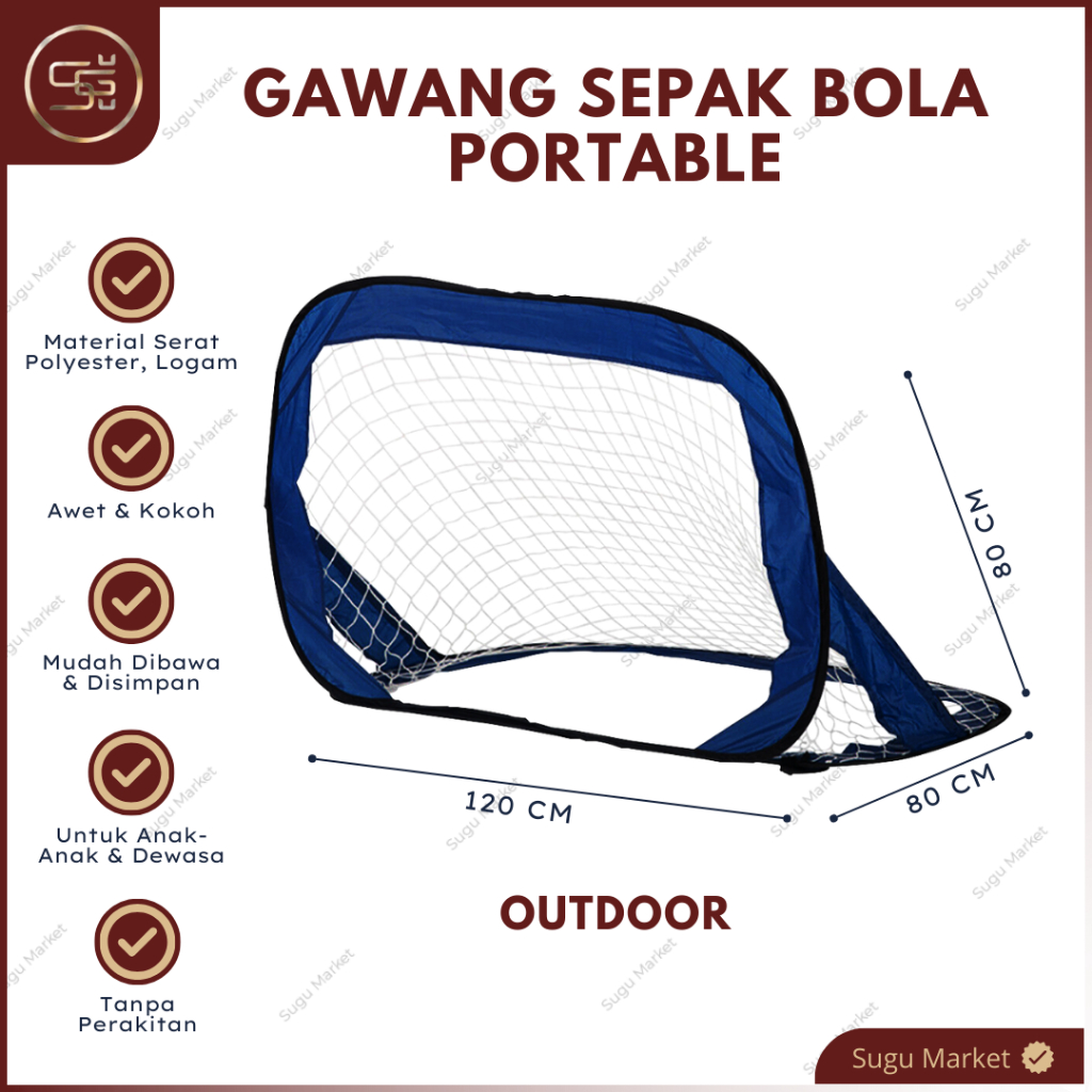 Jual Gawang Futsal Portable Jaring Gawang Sepak Bola 120CM Football ...