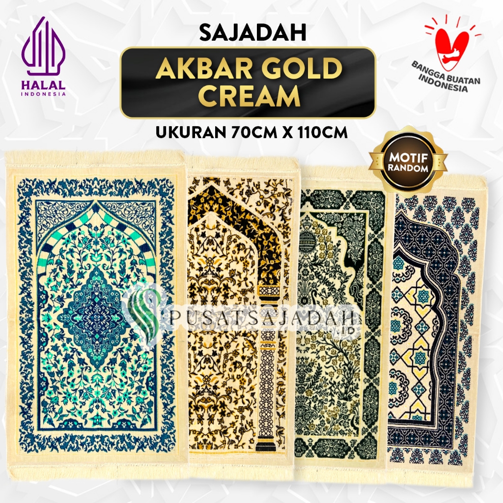 Jual Sajadah Tebal & Terlaris | Akbar Gold Cream | Uk. 70x110 ...