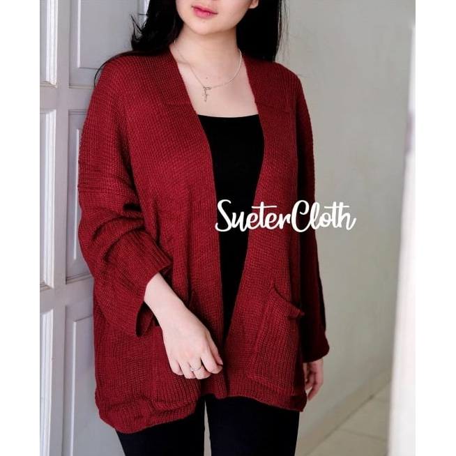 Jual Cardigan Wanita Loocy Bahan Rajut | Baju Atasan Wanita Model Cardy Oversize Bahan Rajut ...
