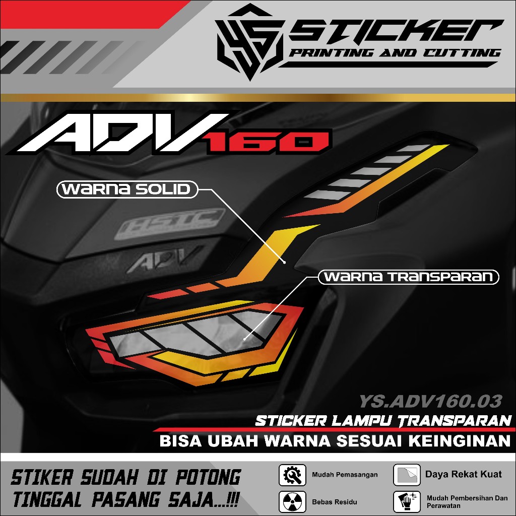 Jual STIKER Alis lampu ADV 160 / variasi list mata lampu, list lampu motif Terbaru / ADV 160 ...