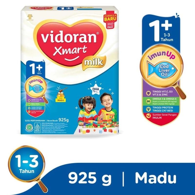 Jual VIDORAN XMART 1+ RASA VANILA MADU 925gr - SUSU FORMULA PERTUMBUHAN ...