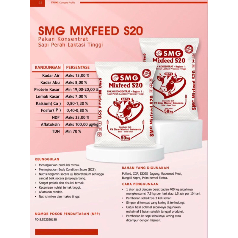 Jual SMG Mixfeed S20 Kosentrat Sapi Kambing Perah dan Penggemukan ...