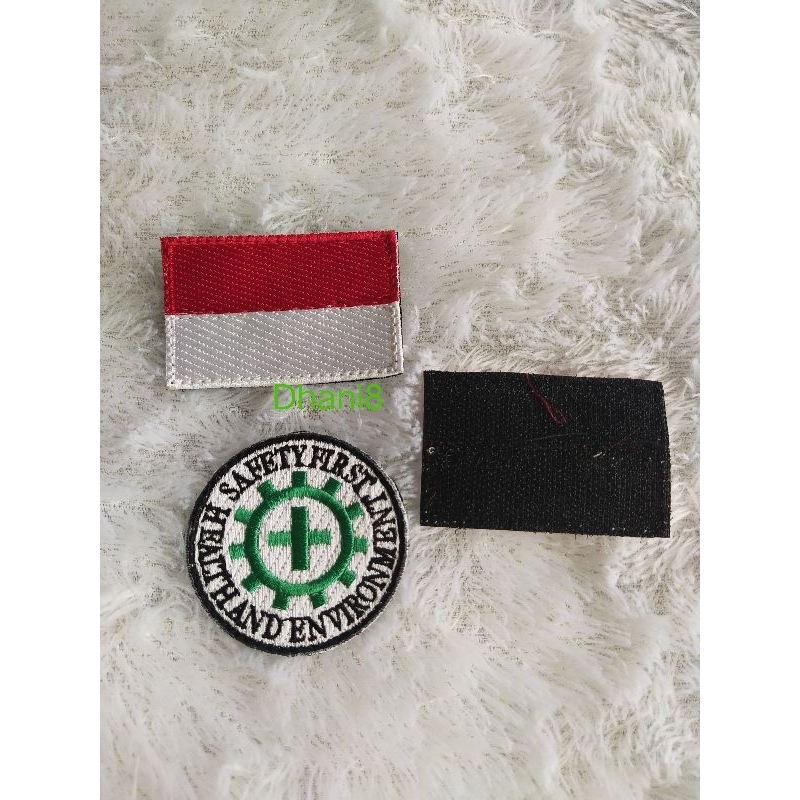 Jual LOGO SAFETY FIRST+Merah Putih BORDIR VELCRO PEREKAT | Shopee Indonesia