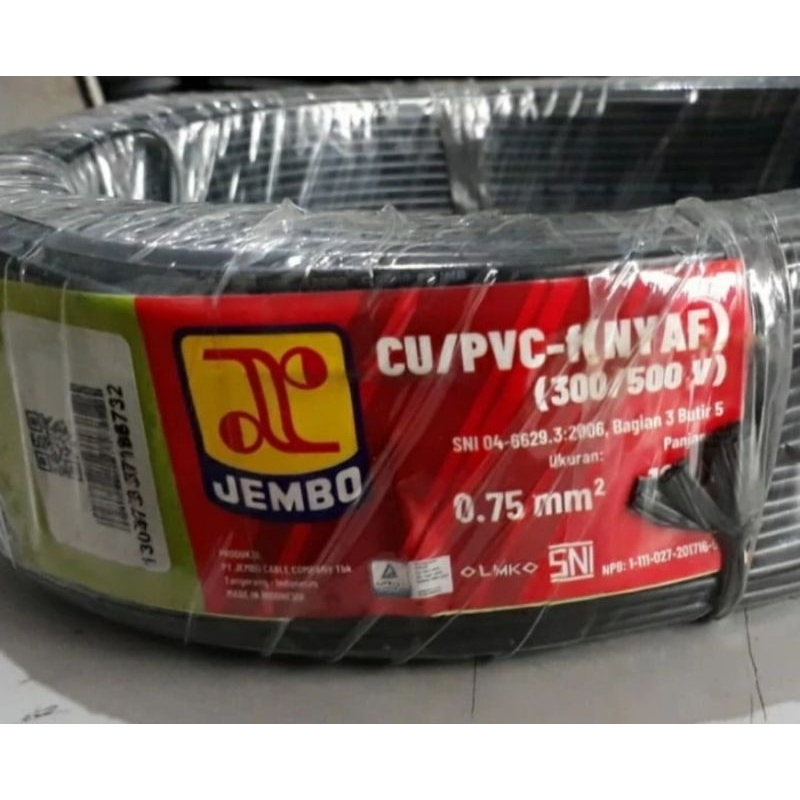 Jual Kabel Serabut NYAF 0.75 mm Jembo 0.75mm2 1 Roll 100 meter NYAF 0,75 mm 0,75 mm2 | Shopee ...