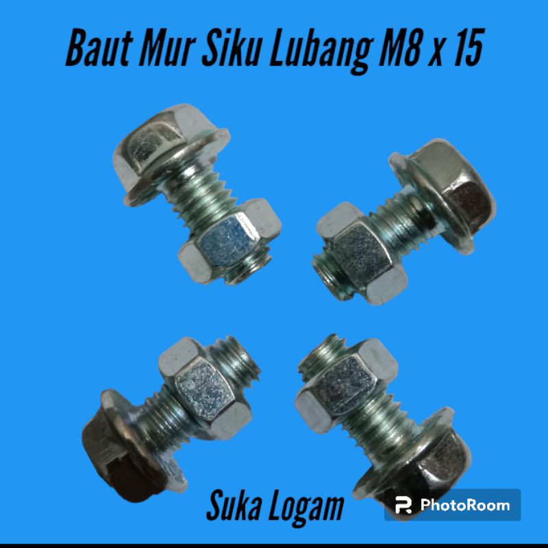 Jual BAUT MUR SIKU LUBANG M8 X 15 PUTIH KUNCI 12 BAUT FLANGE | Shopee Indonesia