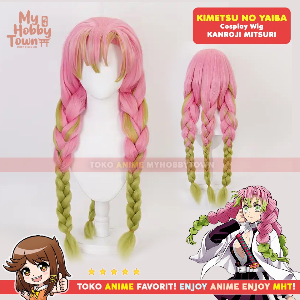 Jual Wig Cosplay Anime Kimetsu no Yaiba Demon Slayer : Mitsuri Kanroji ...