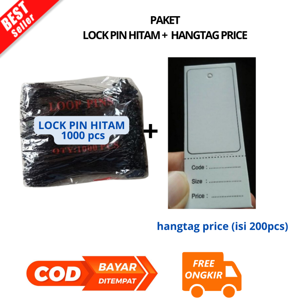 Jual [BAYAR DI TEMPAT] (Paket 01) LOCK PINS 1000 PCS + HANG TAG / 200 ...