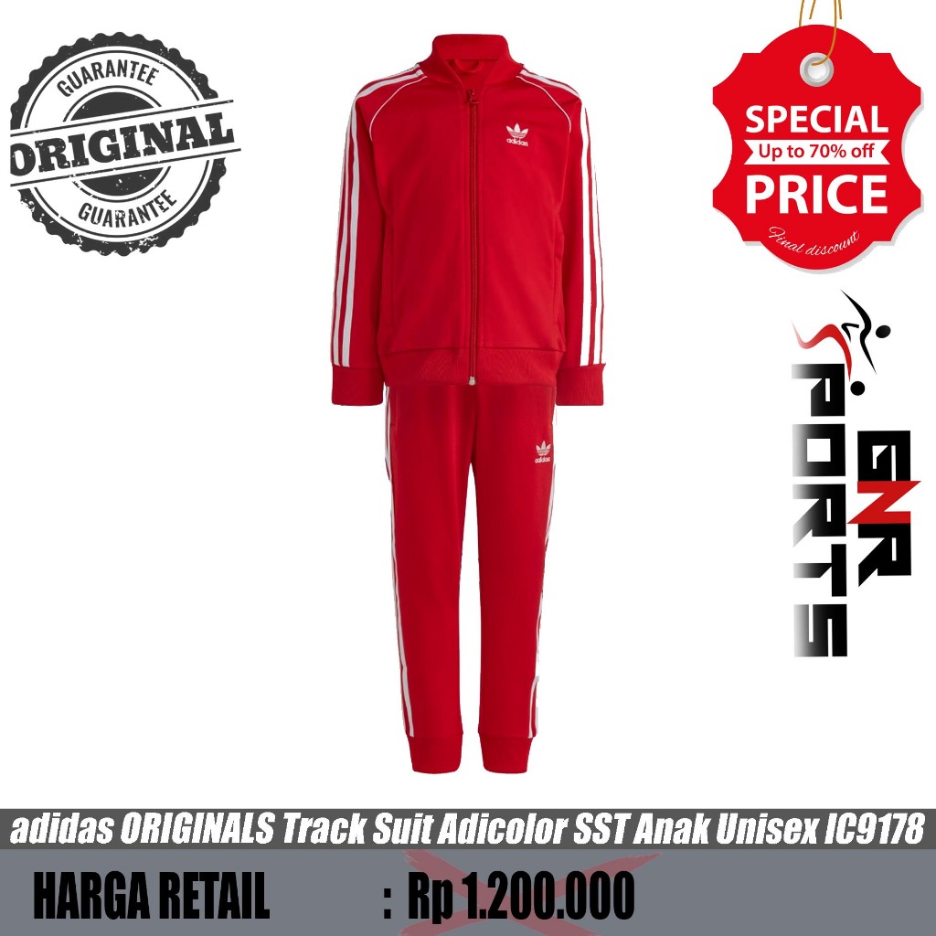 Jual adidas ORIGINALS Track Suit Adicolor SST Anak Unisex Merah IC9178 ...