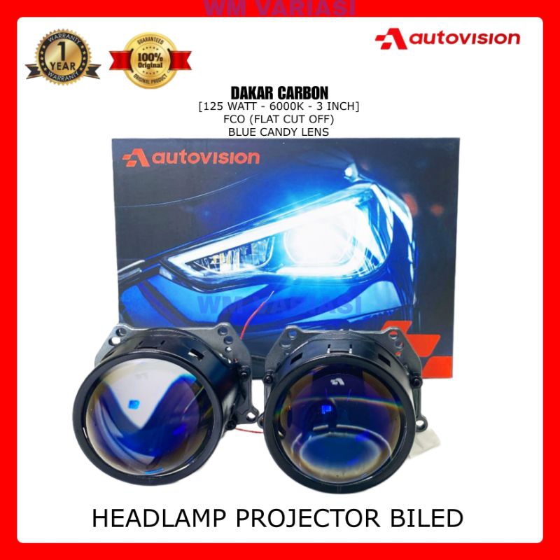 Jual LED Projector BiLED 3" Dakar Carbon Blue Candy Lens 125W LED ...