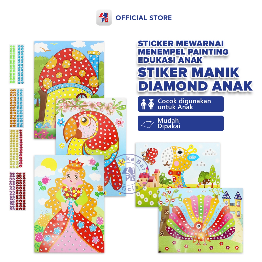 Jual Stiker Manik Diamond Kristal Mewarnai Menempel Painting Edukasi ...