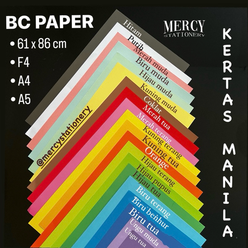 Jual 100 Lembar - Kertas BC Manila F4 160gsm 150gr Karton BC Paper A4 ...