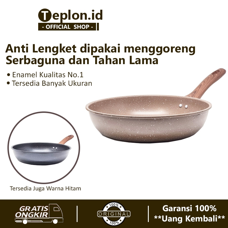 Jual TEPLON.ID Calypso Fry Pan Anti Lengket Enamel | Wajan Penggorengan ...