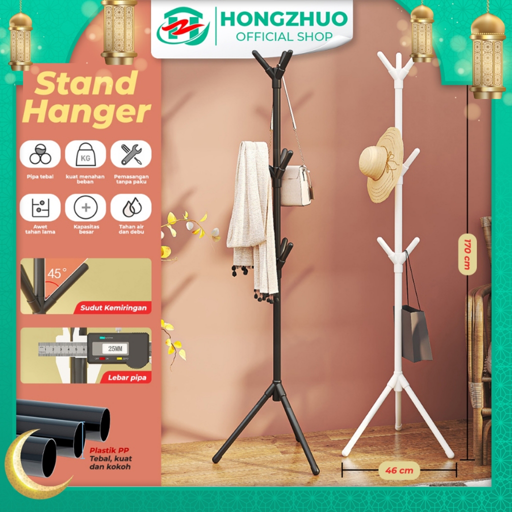 Jual Hongzhuo Stand Hanger Gantungan 9 Hook Rak Gantungan Baju Hanger ...