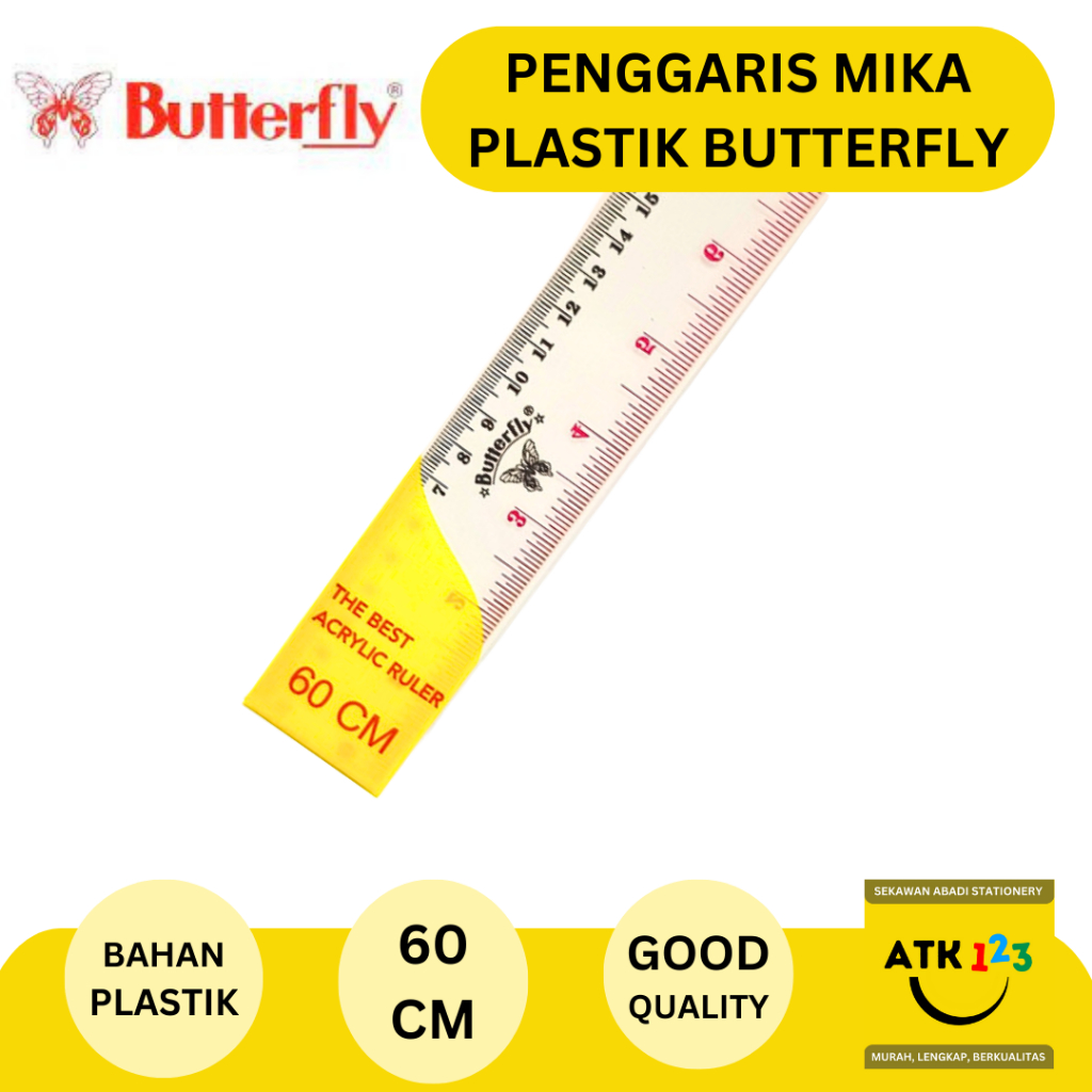 Jual Penggaris Mika Plastik 60 cm Merk Butterfly | Shopee Indonesia