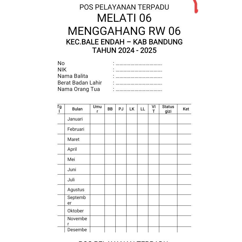 Jual KARTU POSYANDU ISI 50 bisa Costume Nama | Shopee Indonesia