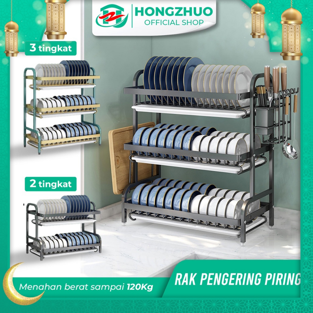 Jual Hongzhuo Rak Piring Rak Cuci Piring Penyimpanan Dapur Stainless ...