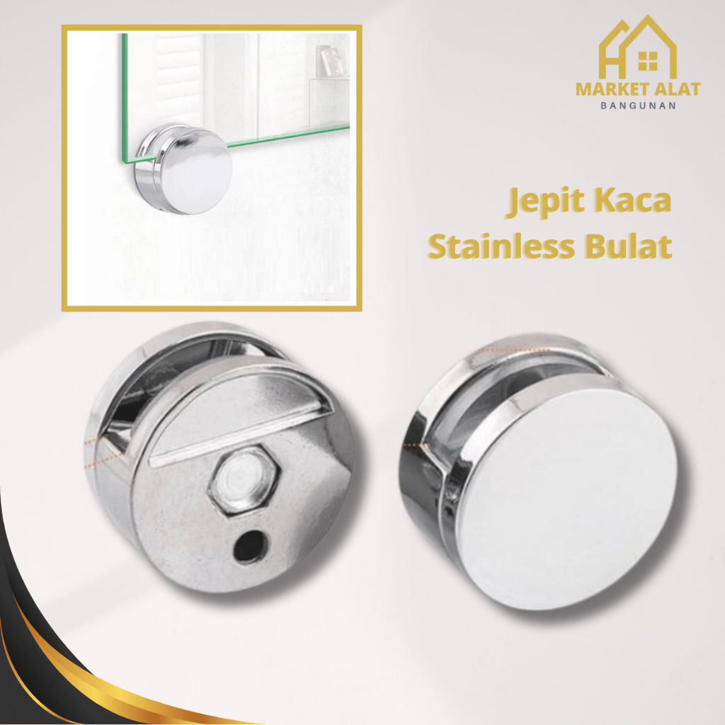 Jual Klem Jepit Kaca / Penopang Cermin Bulat Stainless Bulat | Shopee ...