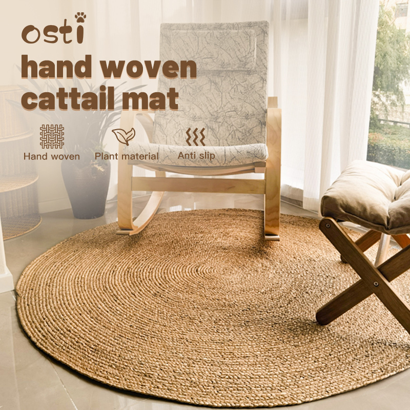 Jual Osti Permadani Rotan Buatan Tangan, Tikar Tenun Cattail Bulat ...