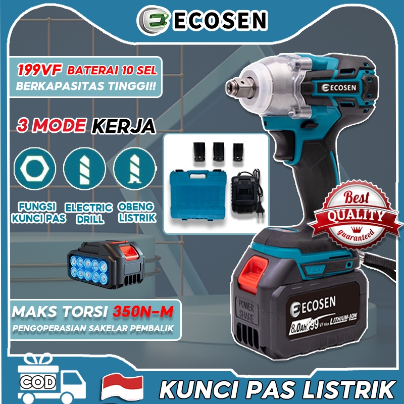 Jual ECOSEN 199V Set Bor Dampak Mesin Impact Baterai Cordless Impact ...