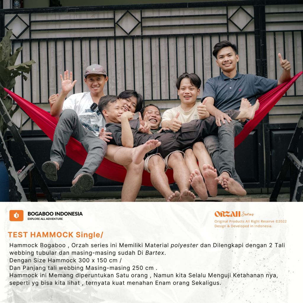 Jual BOGABOO Hammock ORZAH 300 x 150 cm Tali Webing Tubular - Hammok Camping 2 Orang -Ayunan ...