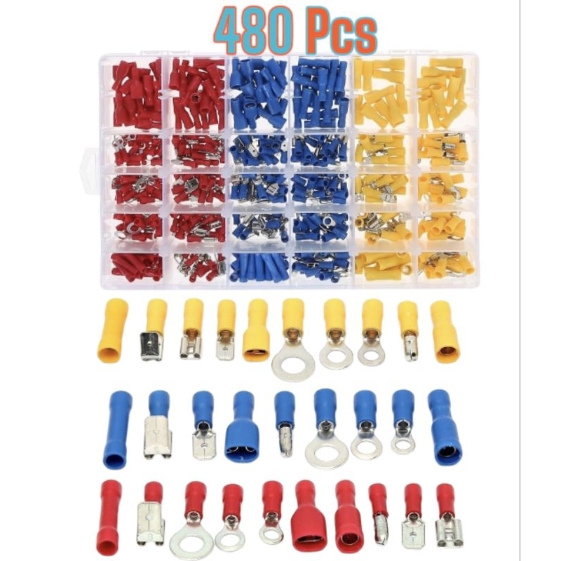 Jual 480 pcs Set Konektor Kabel Listrik Crimp Skun Terminal Gepeng ...