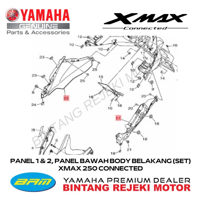 Jual PANEL 1 & 2, PANEL BAWAH BODY BELAKANG (SET) XMAX 250 CONNECTED ...