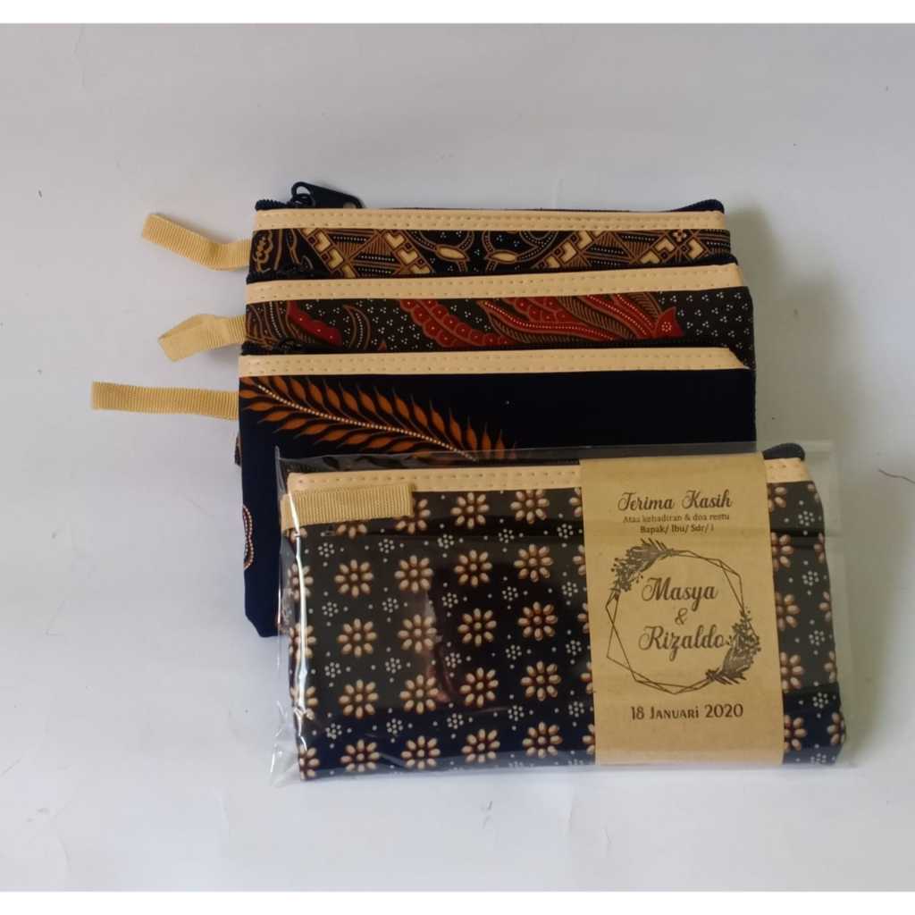 Jual (50pcs) Souvenir pernikahan dompet batik 19x11 cm / Dompet gembes Kotak FREE Kemas dan ...