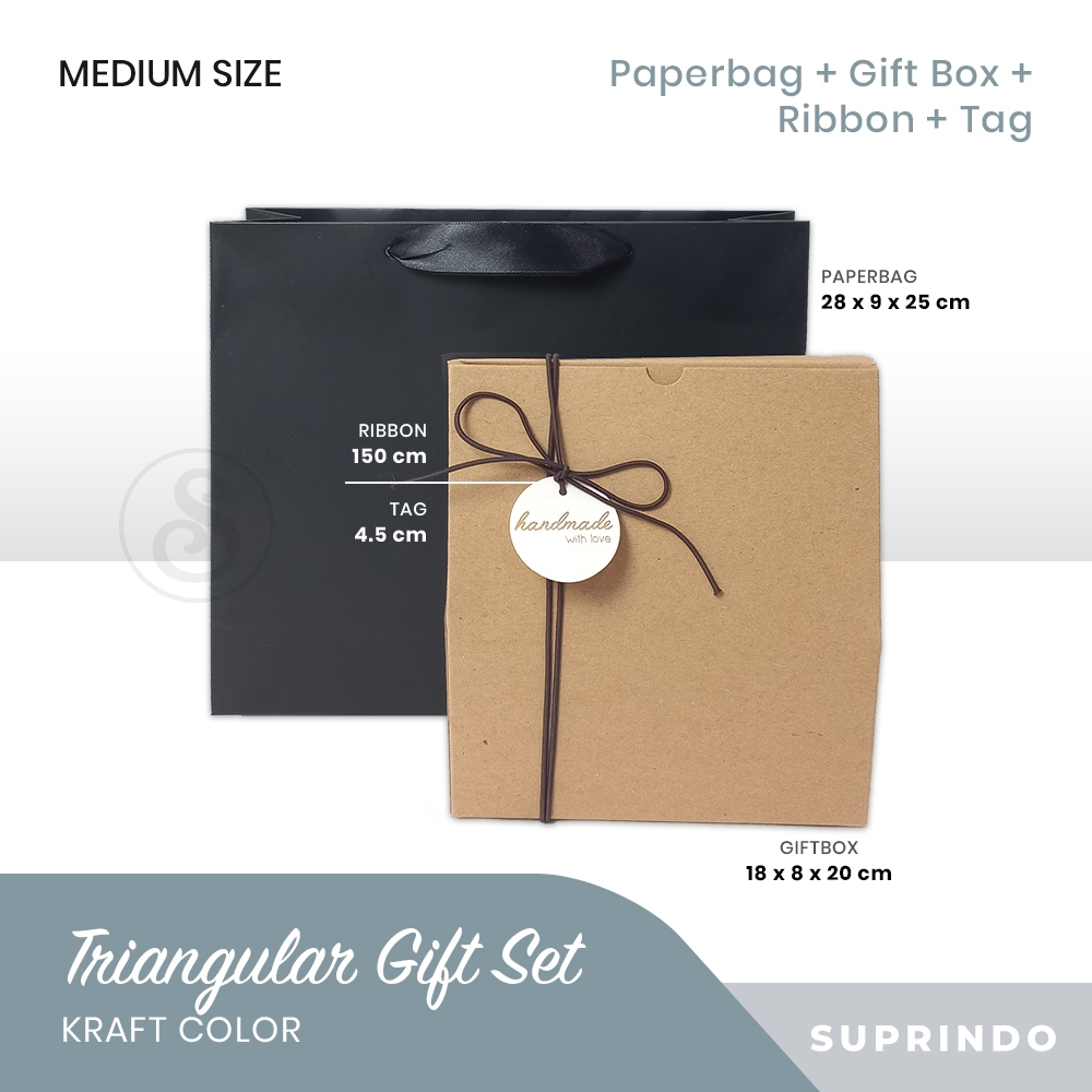Jual Gift Set Paper Bag + Triangular + Tali + Tag (TRIANGULAR, KRAFT ...