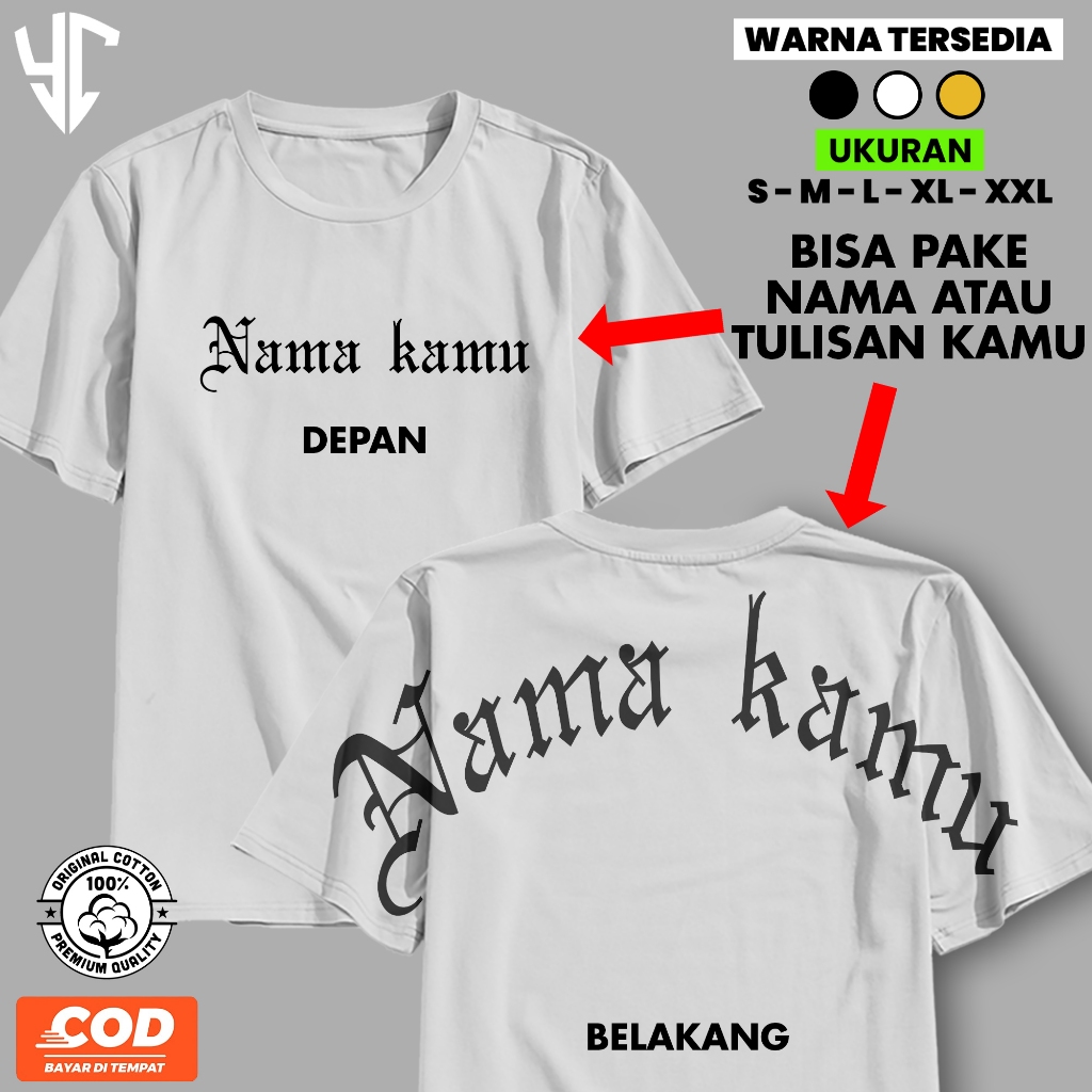 Jual YC BAJU KAOS Tulisan Melengkung Bisa Pake Nama Atau Tulisan Kamu ...