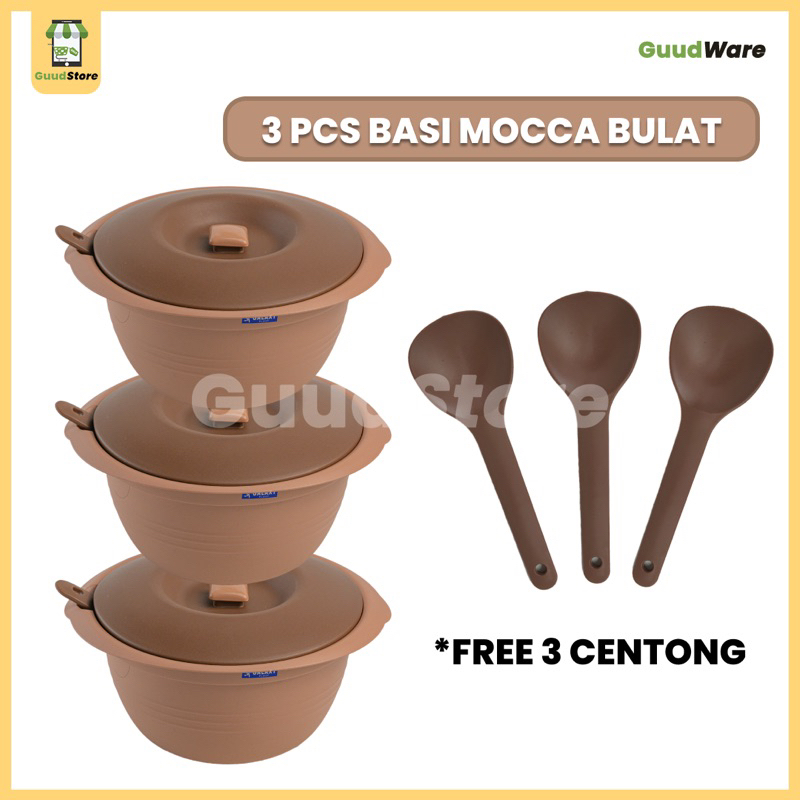 Jual ( 3 -6 Pcs ) Prasmanan set Mocca series Super tebal dengan tutup + Centong / Wadah Saji ...