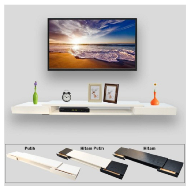 Jual RAK TV MELAYANG TEMPEL MINIMALIS AMBALAN DINDING GANTUNG PUTIH ...