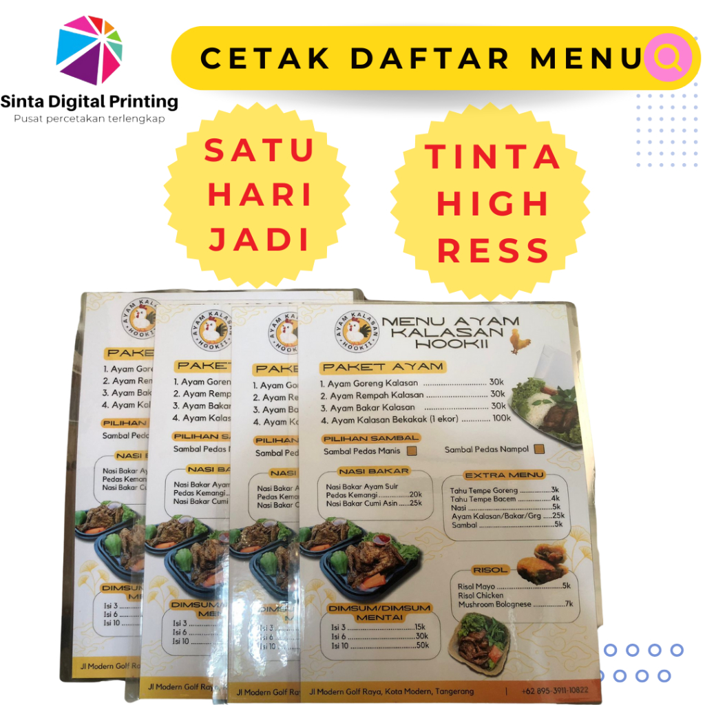 Jual Cetak Daftar Menu Print Poster Bahan Art Carton Custom Desain dan ...