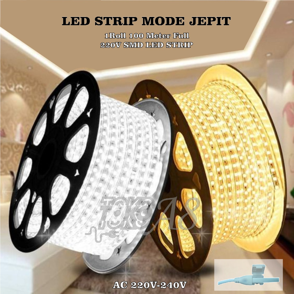 Jual LAMPU LED STRIP SELANG MODE JEPIT SMD 220V AC / HARGA 1 ROLL (100 ...