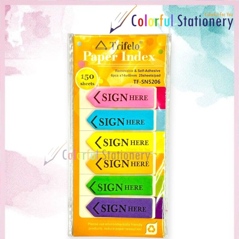 Jual Post It / Sticky Notes Sign Here Trifelo TF-SN5206 | Shopee Indonesia