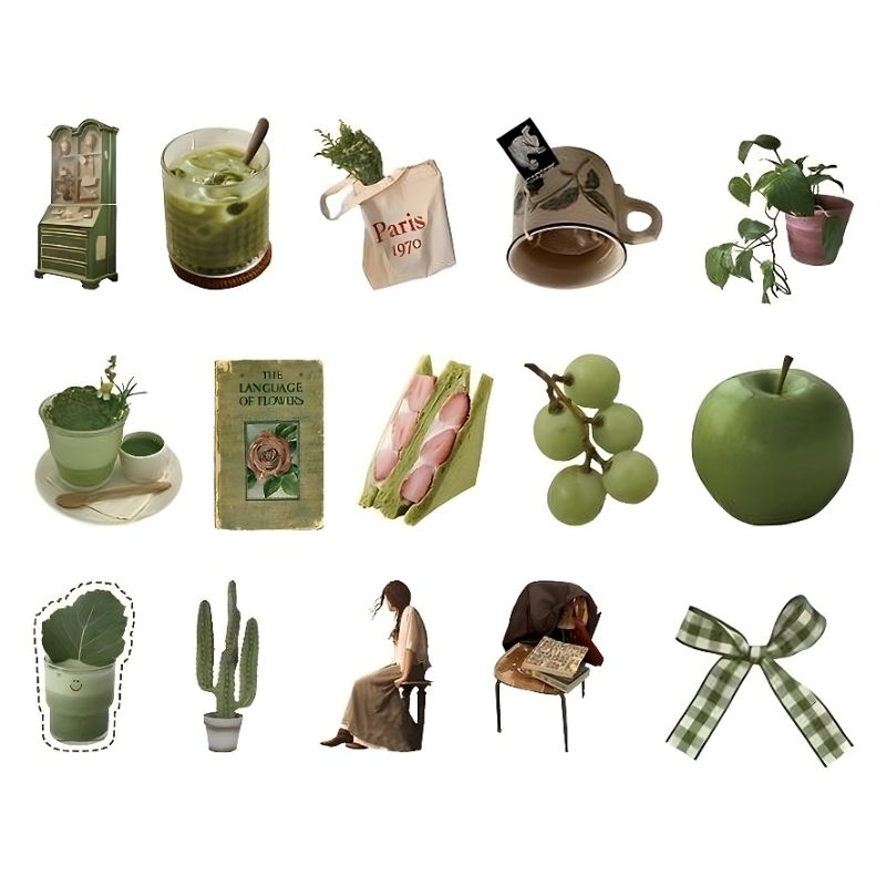 Jual [isi 15] sticker aesthetic / sticker hijau/ sticker y2k / sticker ...