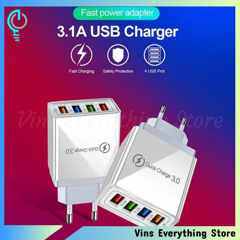 Jual [VES] Adapter 4 Port Charger 5V 3.1A USB Quick Charging Fast ...