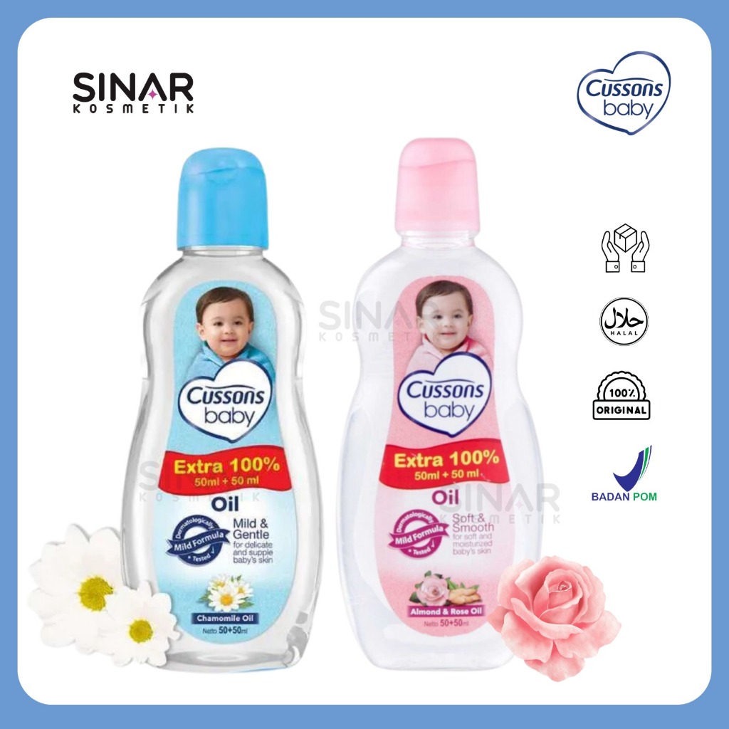 Jual Cussons Baby Oil 50ml +50 Extra 100% | Soft & Smooth / Mild & Gentle | Shopee Indonesia