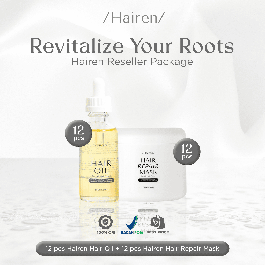Jual Hairen Paket Reseller 12 & 12 pcs (Hairen Hair Oil & Hairen Hair ...