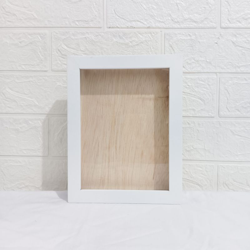 Jual [PUTIH] Bingkai / Pigura Foto 3D 15x20cm kayu + kaca akrilik anti ...