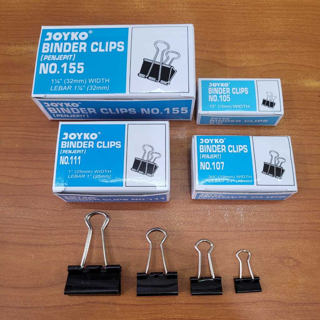 Jual Binder Clip Klip Penjepit Kertas Joyko No. 105 - 155 | Shopee Indonesia