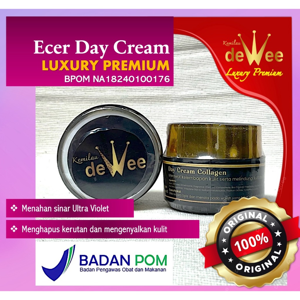 Jual Ecer Day Cream Collagen deWee Ori BPOM (Glowing, Fresh, Anti Kerut ...