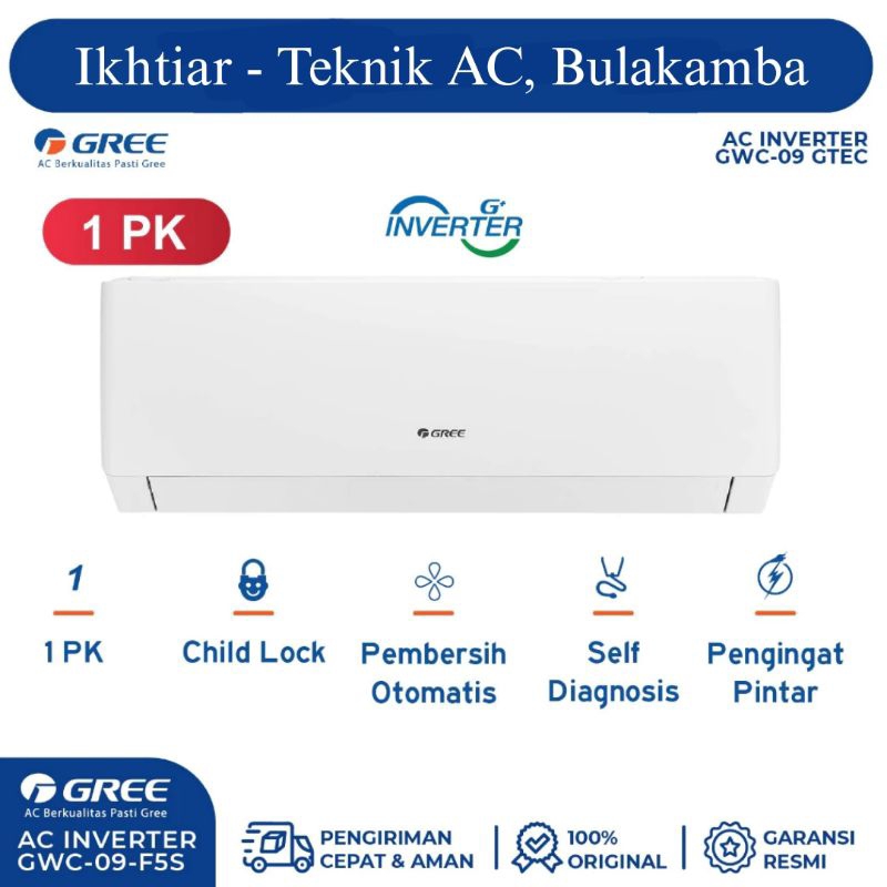 Jual AC GREE Inverter 1PK / GWC - 09F5S 330 Watt terendah, ( Unit Saja ...