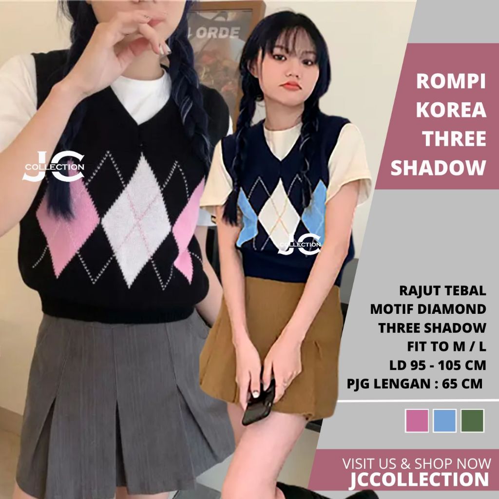 Jual Korean Style Rompi Rajut Three Shadow Tebal JCCollections.id ...