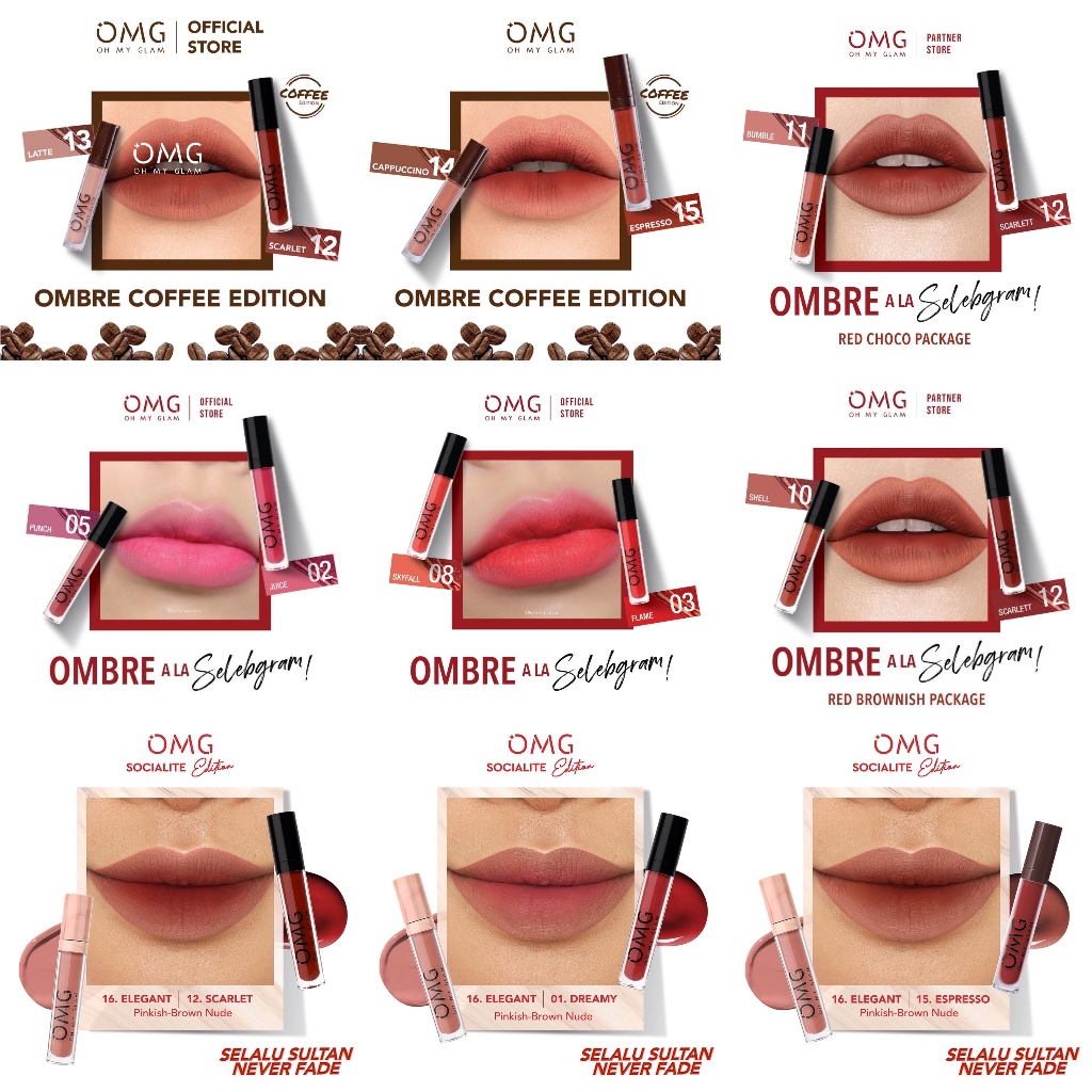 Jual [BUNDLING] OMG Oh My Glam Mattelast Lip Cream Ombre Package | Paket 2 Pcs 3.5g | Matte Kiss ...