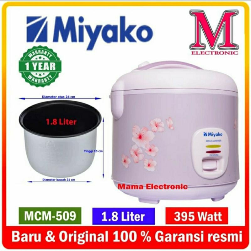 Jual Magic Com Miyako MCM 509 1.8 Liter / Rice Cooker Miyako 1.8 Liter ...