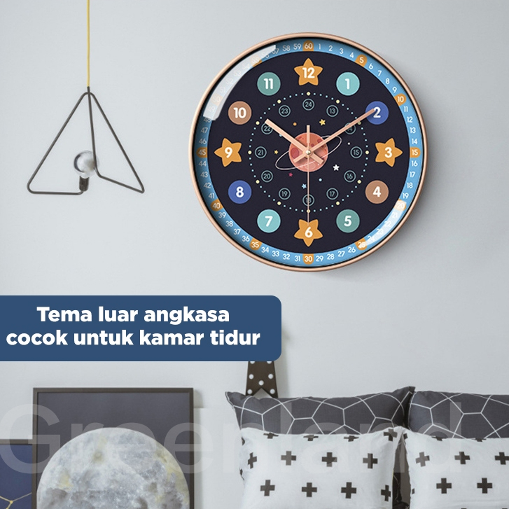Jual Greenland Jam dinding edukasi anakJam dinding aesthetic Jam ...